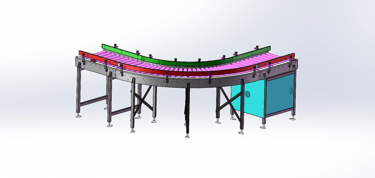 90° Corner Roller Line Drawing - MechStream