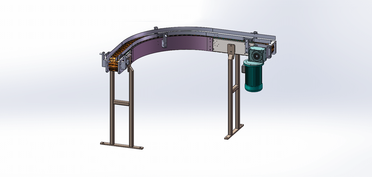 90° Plate Chain Conveyor Drawing - MechStream