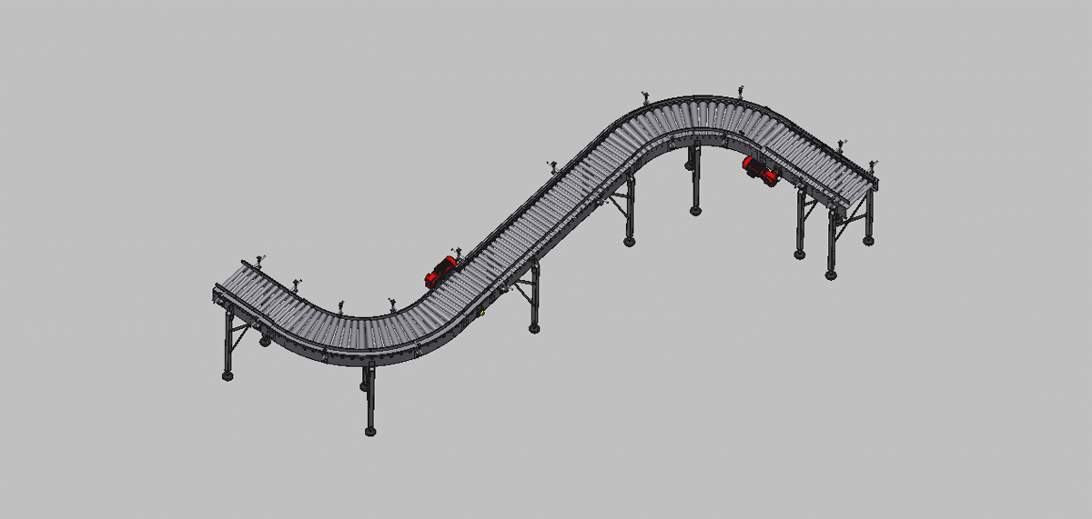 S-Shaped Turning Roller Conveyor Line Drawing - MechStream