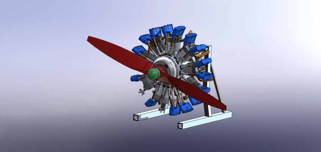 Powerful Radial 9 Cylinder Engine Drawing – Free Download - MechStream