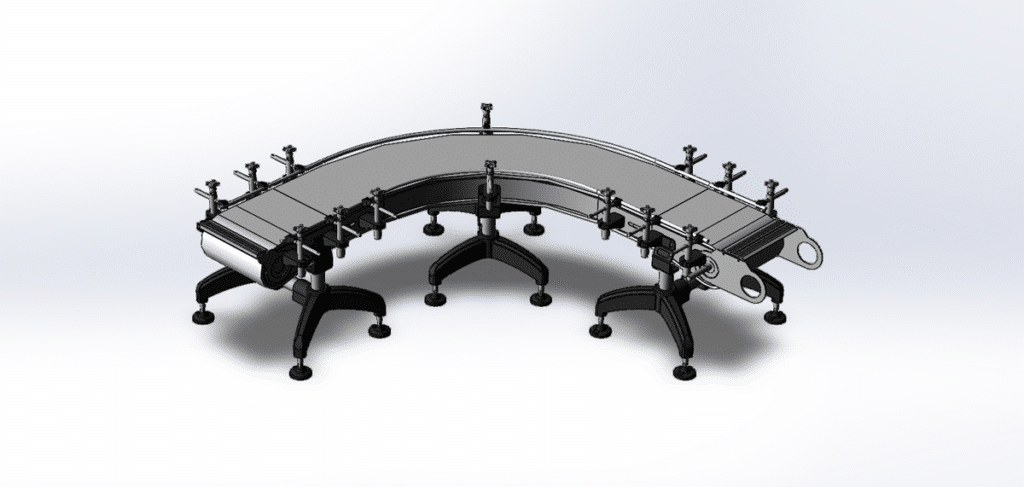 Your Free 90-Degree Curved Mesh Belt Conveyor Drawing - MechStream